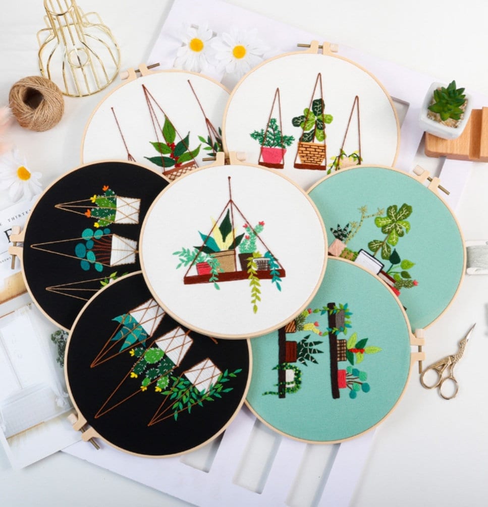 Plants Embroidery Kit for Beginner | Modern Embroidery Kit for Gift ...