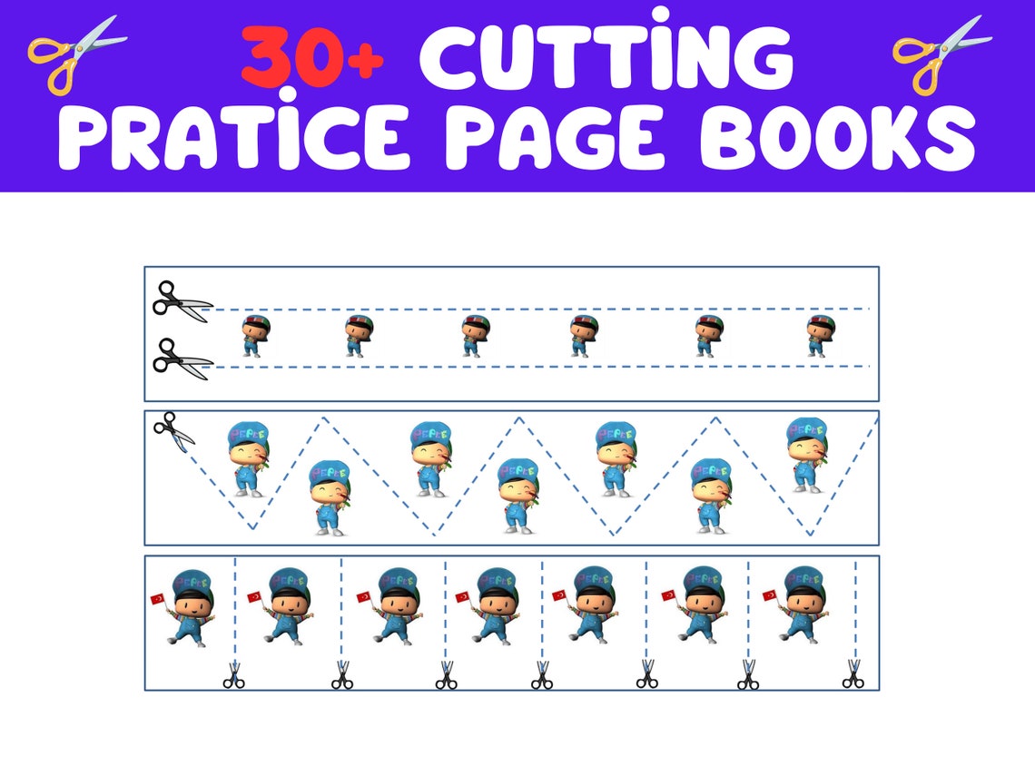 30+ Cutting Pratice Page Books, Beginning Scissors Practice, Fine Motor ...
