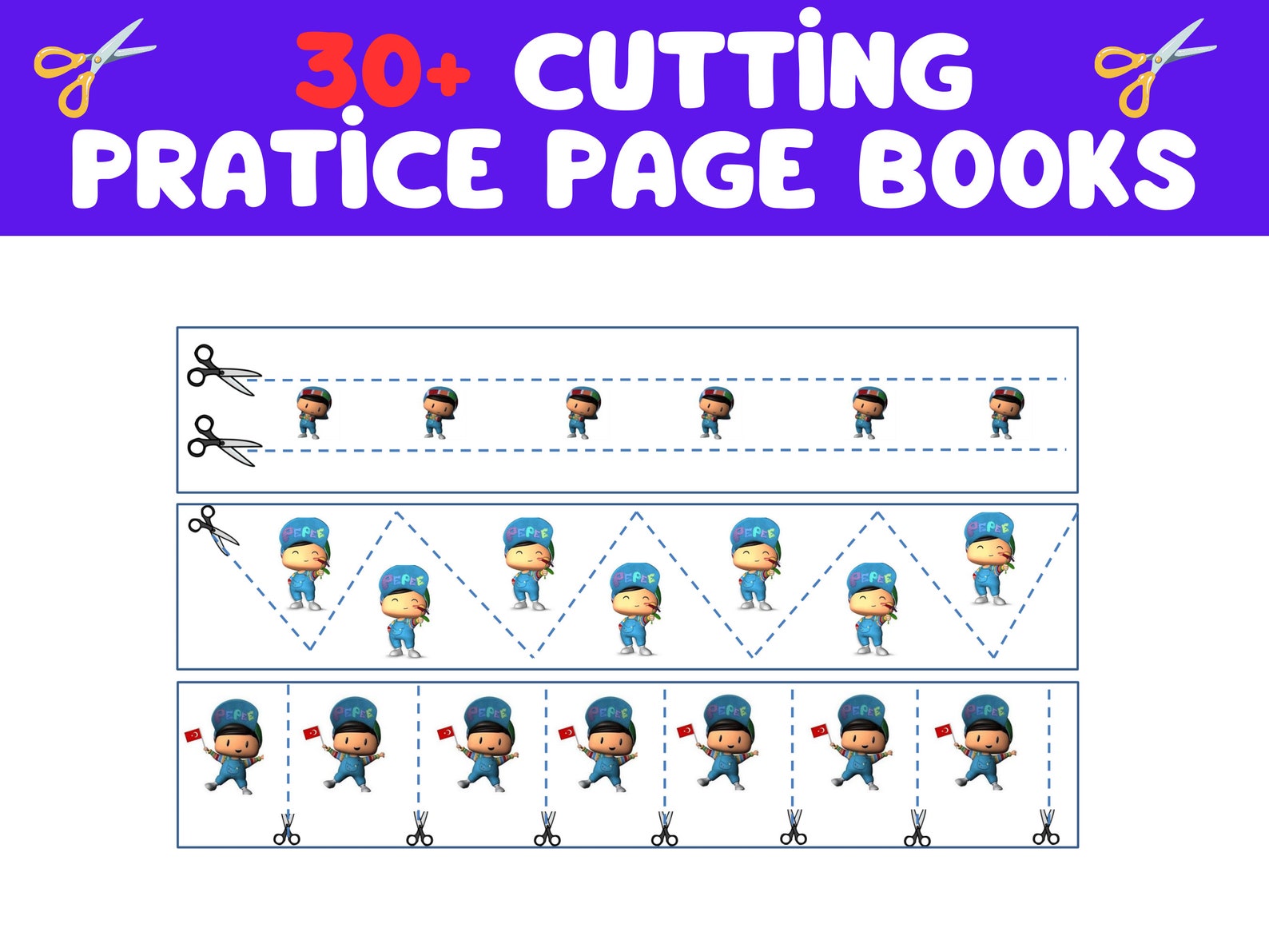 30+ Cutting Pratice Page Books, Beginning Scissors Practice, Fine Motor ...