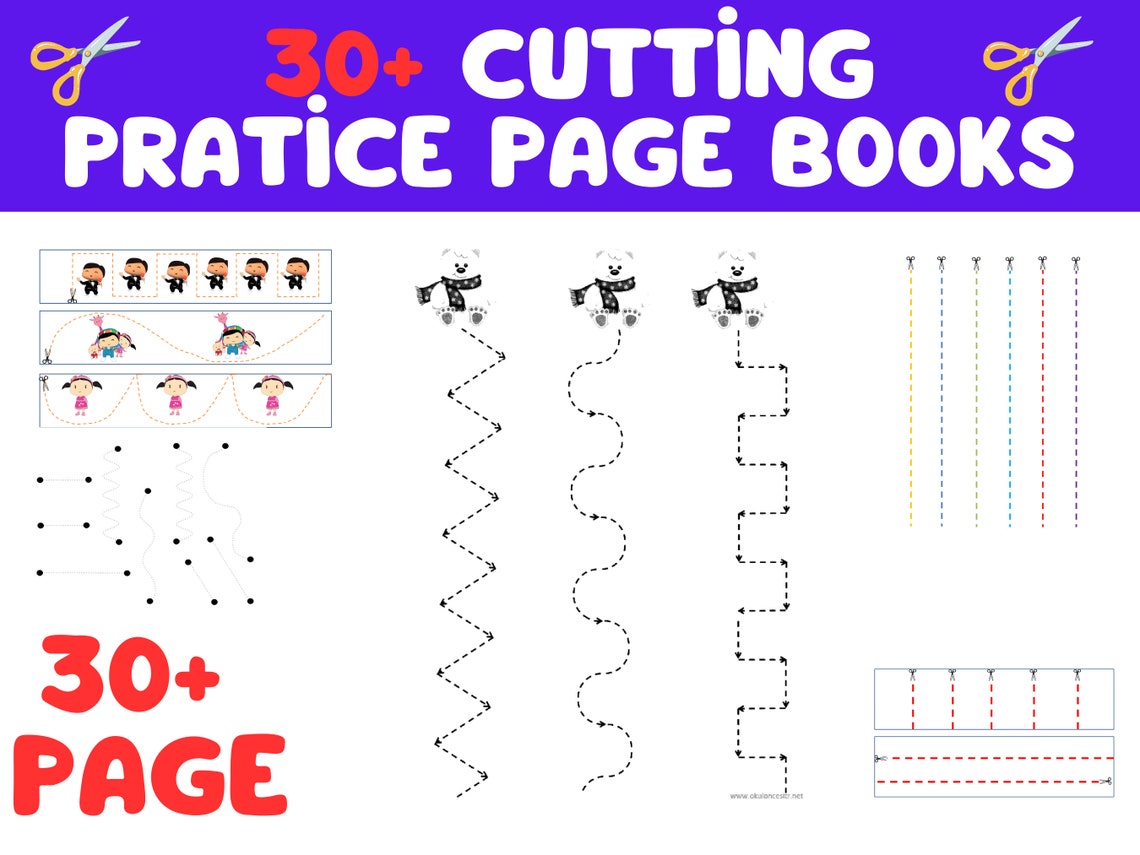 30+ Cutting Pratice Page Books, Beginning Scissors Practice, Fine Motor ...