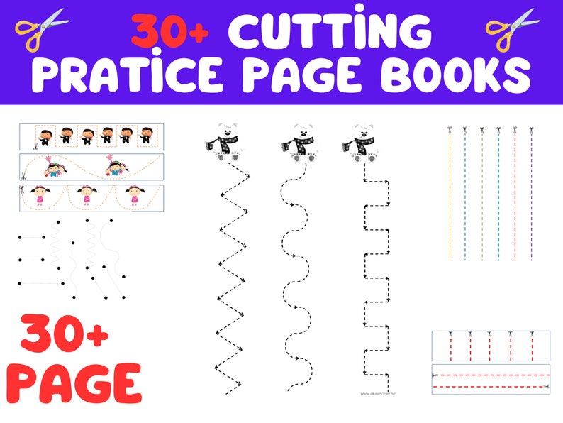 30+ Cutting Pratice Page Books, Beginning Scissors Practice, Fine Motor ...