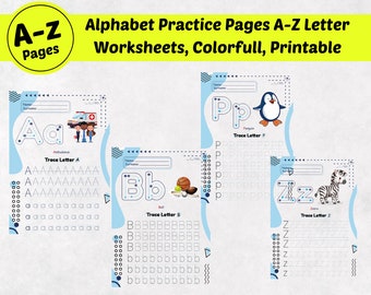 26 Printable Alphabet Letters Worksheets A-Z, Preschool, Kindergarten ...