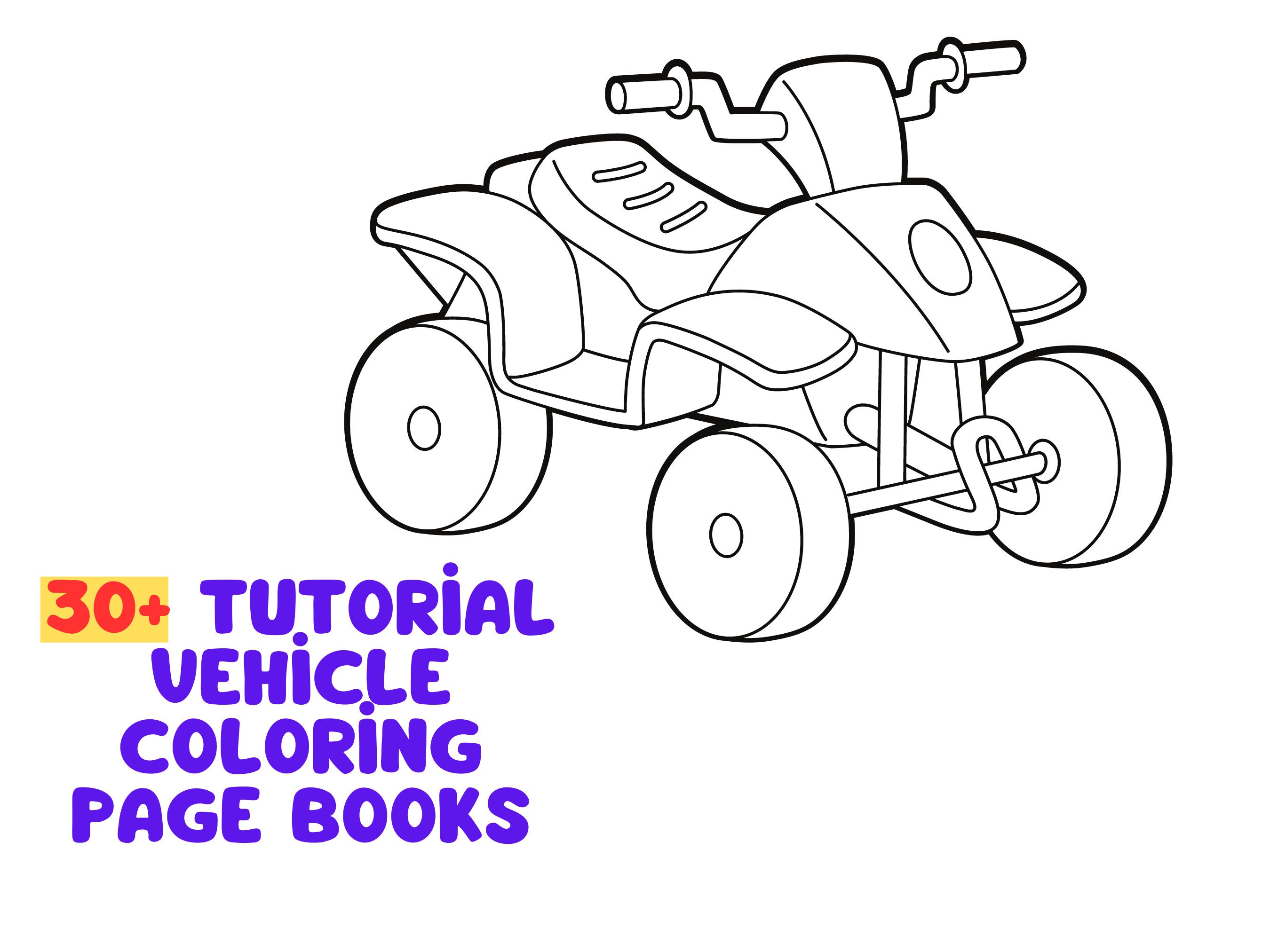 30 Tutorial Vehicle Coloring Page Books for Kids, 30 Vehicle Printable ...