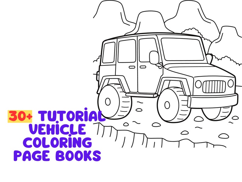 30 Tutorial Vehicle Coloring Page Books for Kids, 30 Vehicle Printable ...