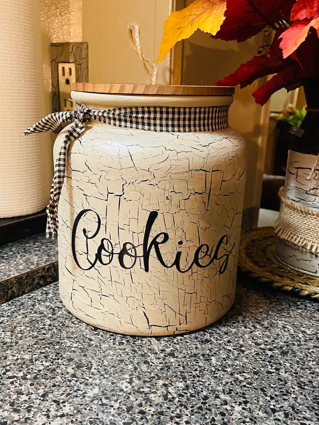 Primitive Farmhouse Rustic Country Glass Jar Canister W/ Wood Top. Jar ...