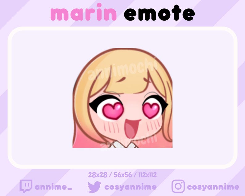 Marin Heart Eyes Emote | Cute Anime Girl | for Twitch and Discord ...