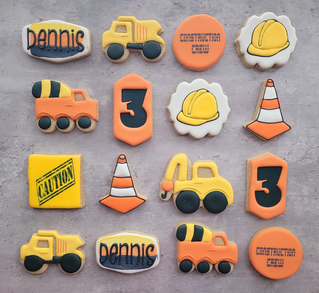 Construction Theme Birthday Sugar Cookies Custom Sugar - Etsy