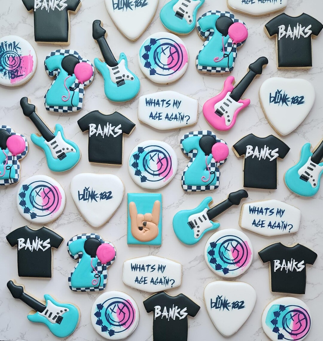 Blink and Two Birthday Sugar Cookies Custom Sugar Cookies Rock and Roll ...