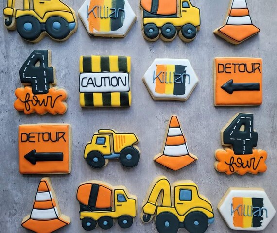 Construction Theme Birthday Sugar Cookies Custom Sugar - Etsy