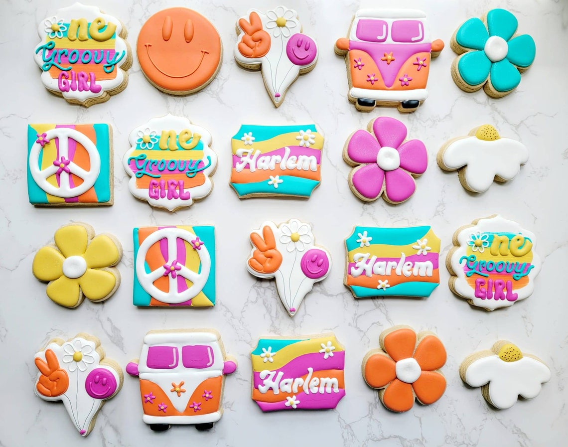 Groovy Theme Birthday Sugar Cookies Custom Sugar Cookies - Etsy