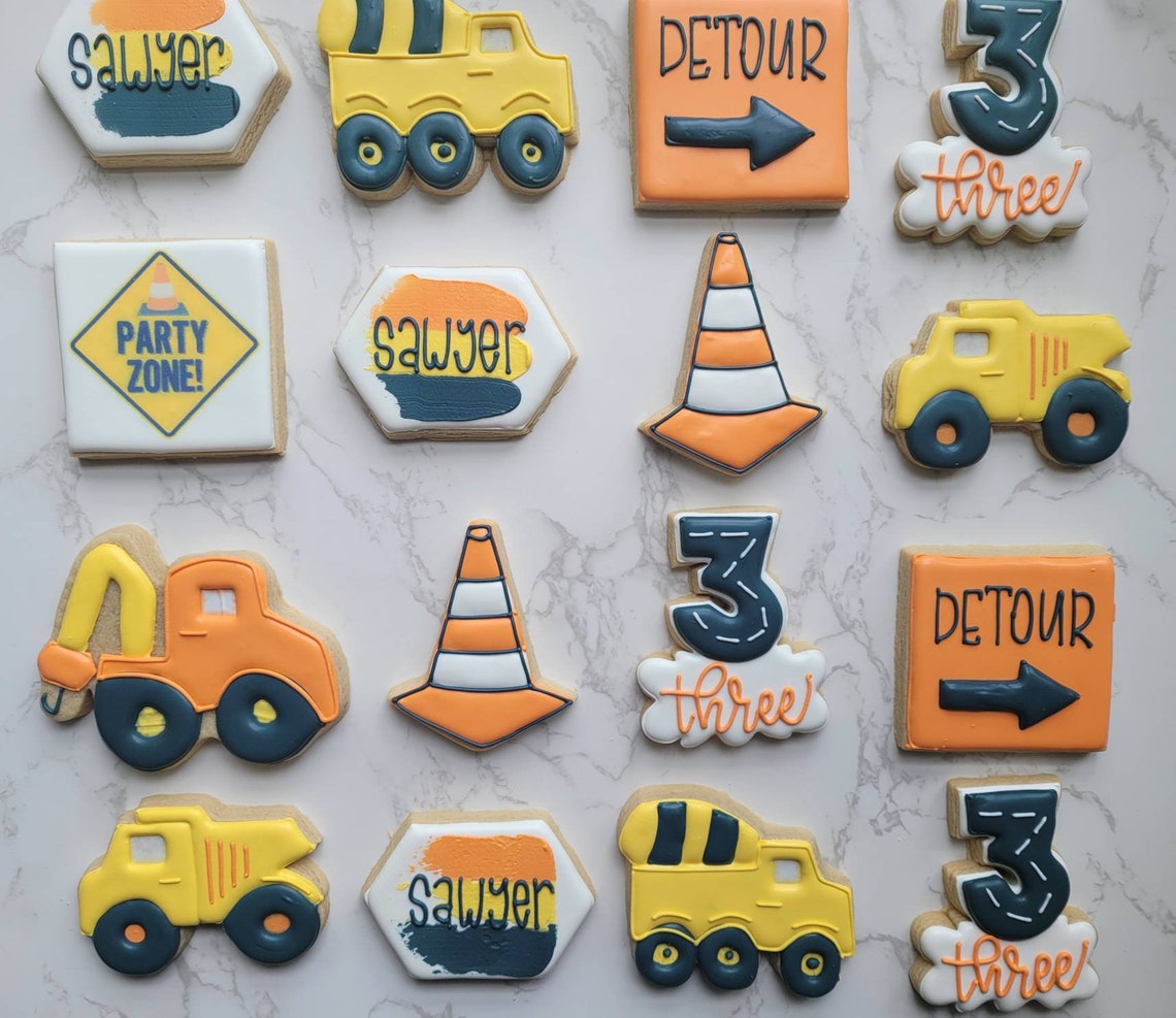 Construction Theme - Birthday Sugar Cookies - Custom Sugar Cookies - Etsy