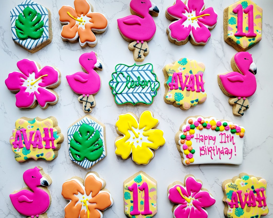 Flamingo Theme Birthday Sugar Cookies Custom Sugar Cookies - Etsy