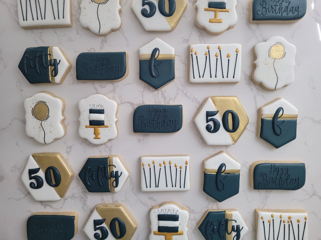 50th Birthday Sugar Cookies - Custom Sugar Cookies - Etsy