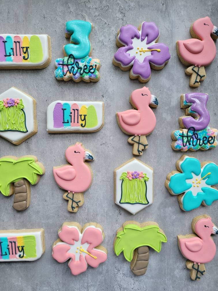 Flamingo Theme Birthday Sugar Cookies Custom Sugar Cookies - Etsy