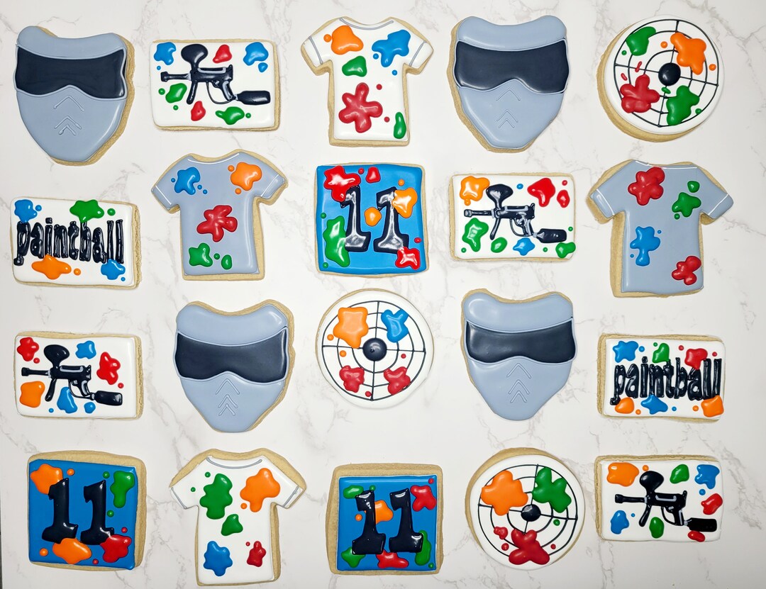 Paintball Theme Birthday Sugar Cookies Custom Sugar Cookies - Etsy