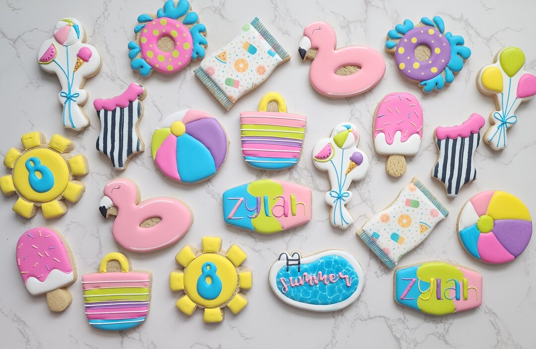 Pool Party Theme - Birthday Sugar Cookies - Custom Sugar Cookies - Etsy