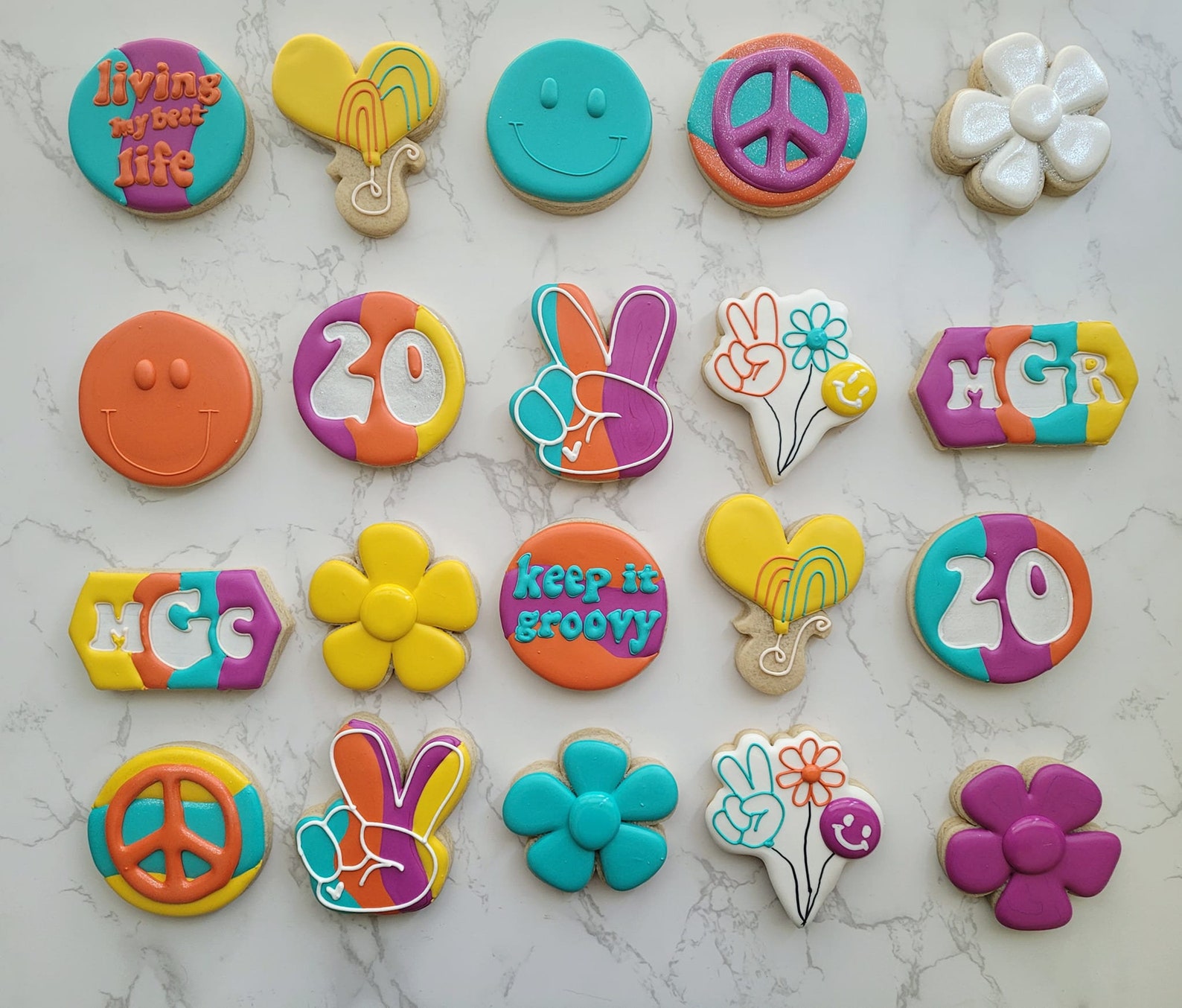 Groovy Theme Birthday Sugar Cookies Custom Sugar Cookies - Etsy