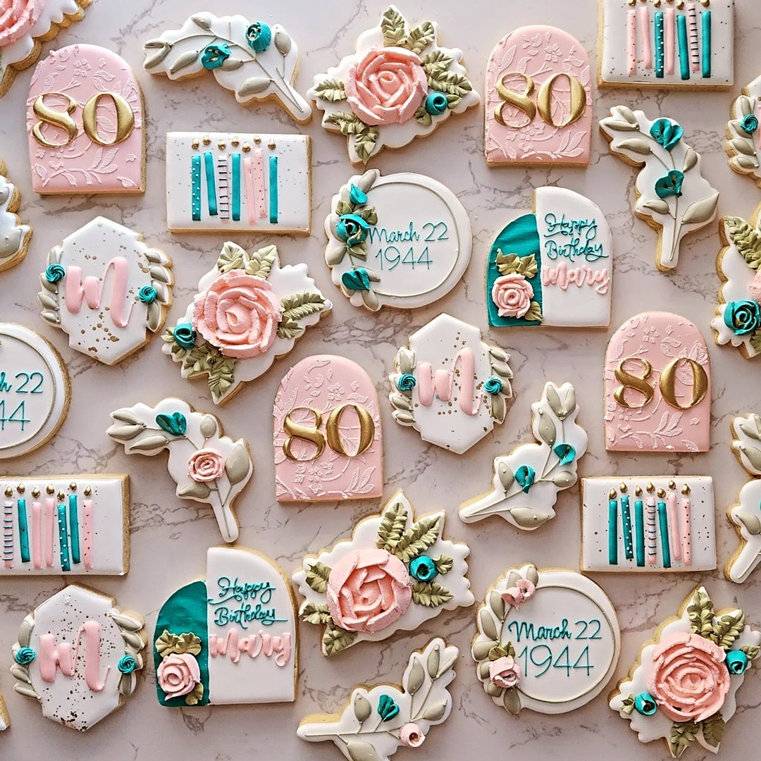 Floral Theme - Birthday Sugar Cookies - Custom Sugar Cookies - - Etsy