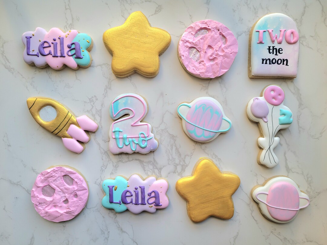 Two the Moon Theme Birthday Sugar Cookies Custom Sugar - Etsy
