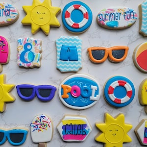 Pool Party Theme - Birthday Sugar Cookies - Custom Sugar Cookies - Etsy