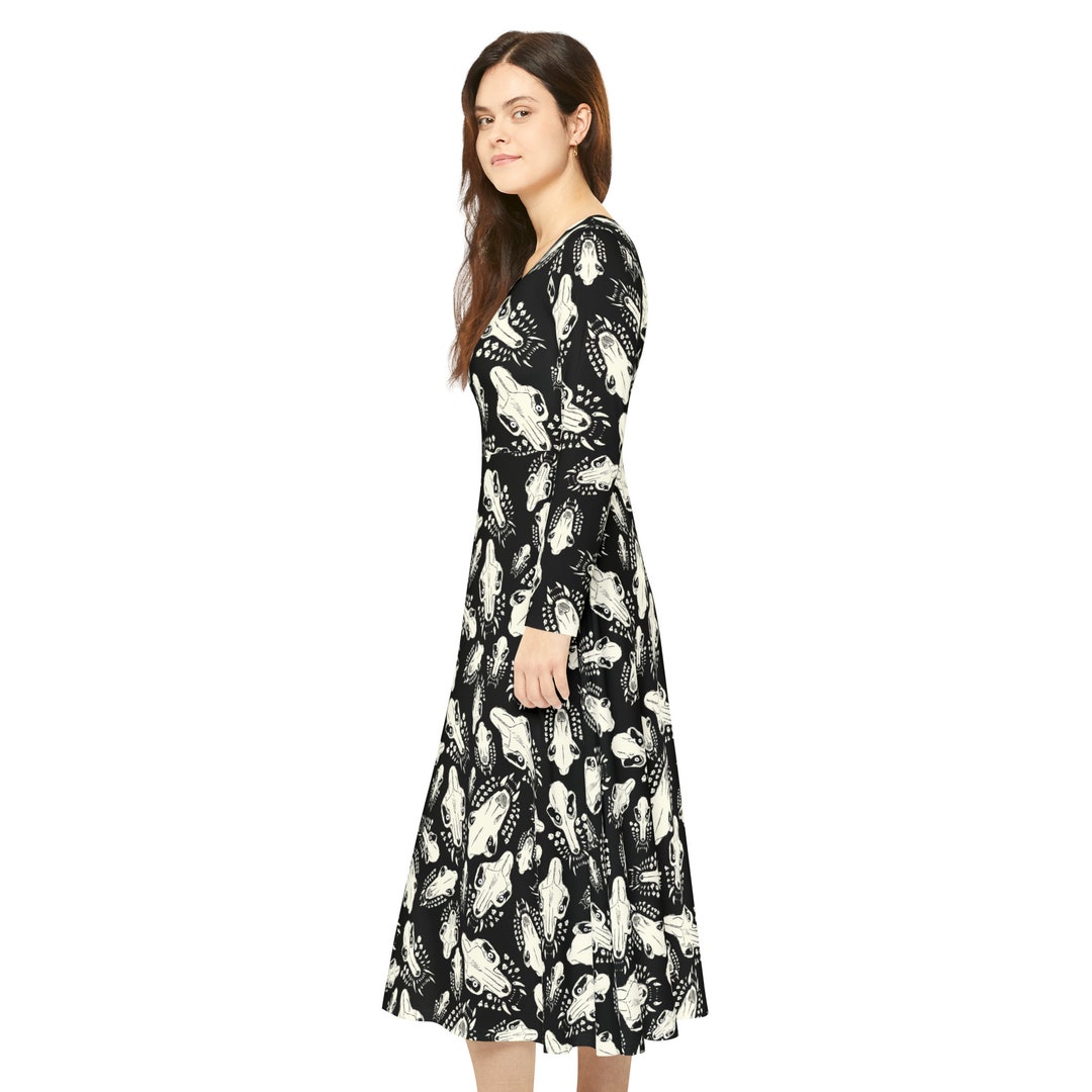 Bite Pattern Long Sleeve Dress - Etsy