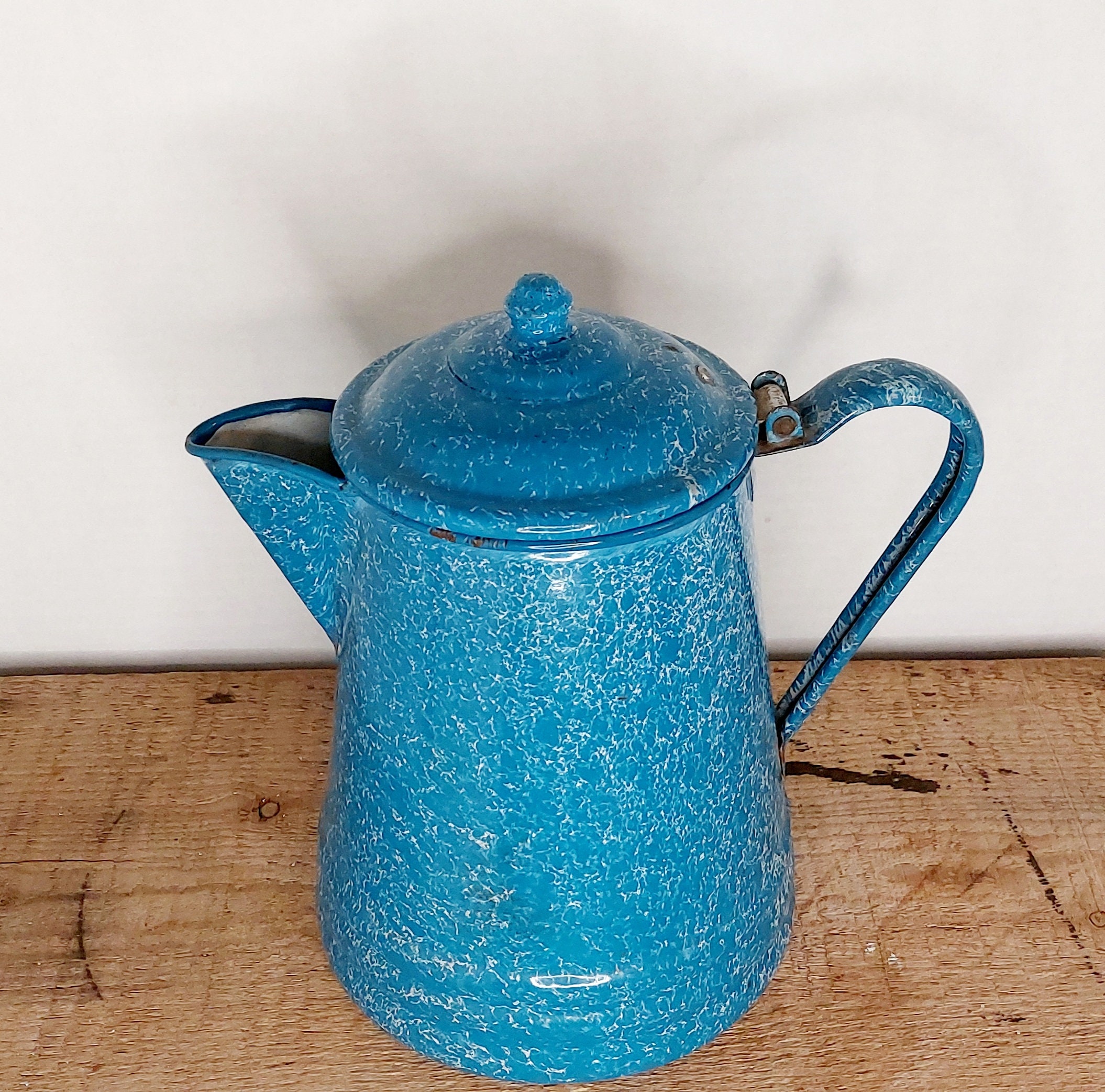 Midcentury Blue Speckled Enamelware Coffee Pot, 1940s - Etsy