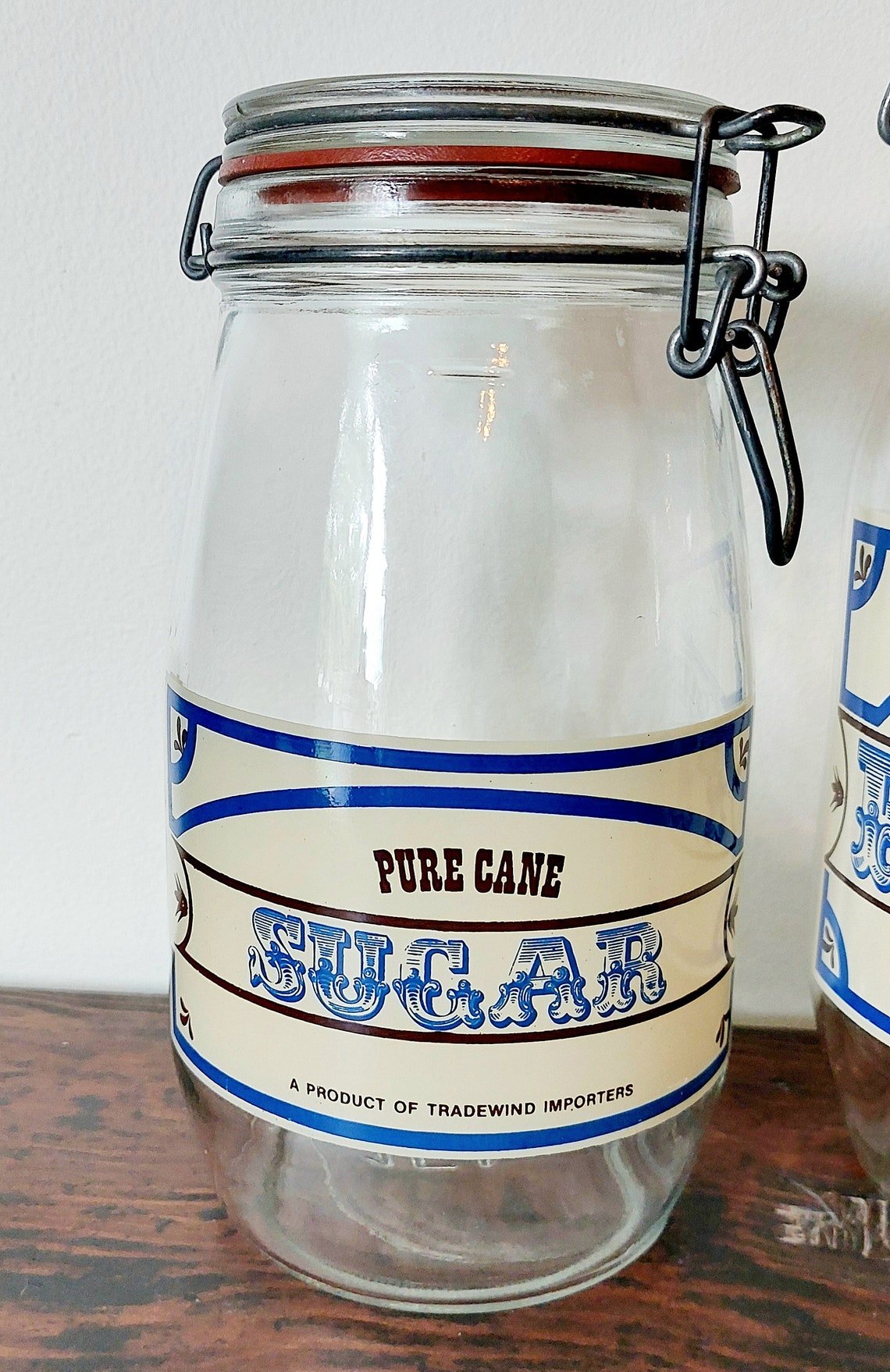 Vintage Tradewind Imports Glass Canister Counter Top Flour Sugar Tea ...