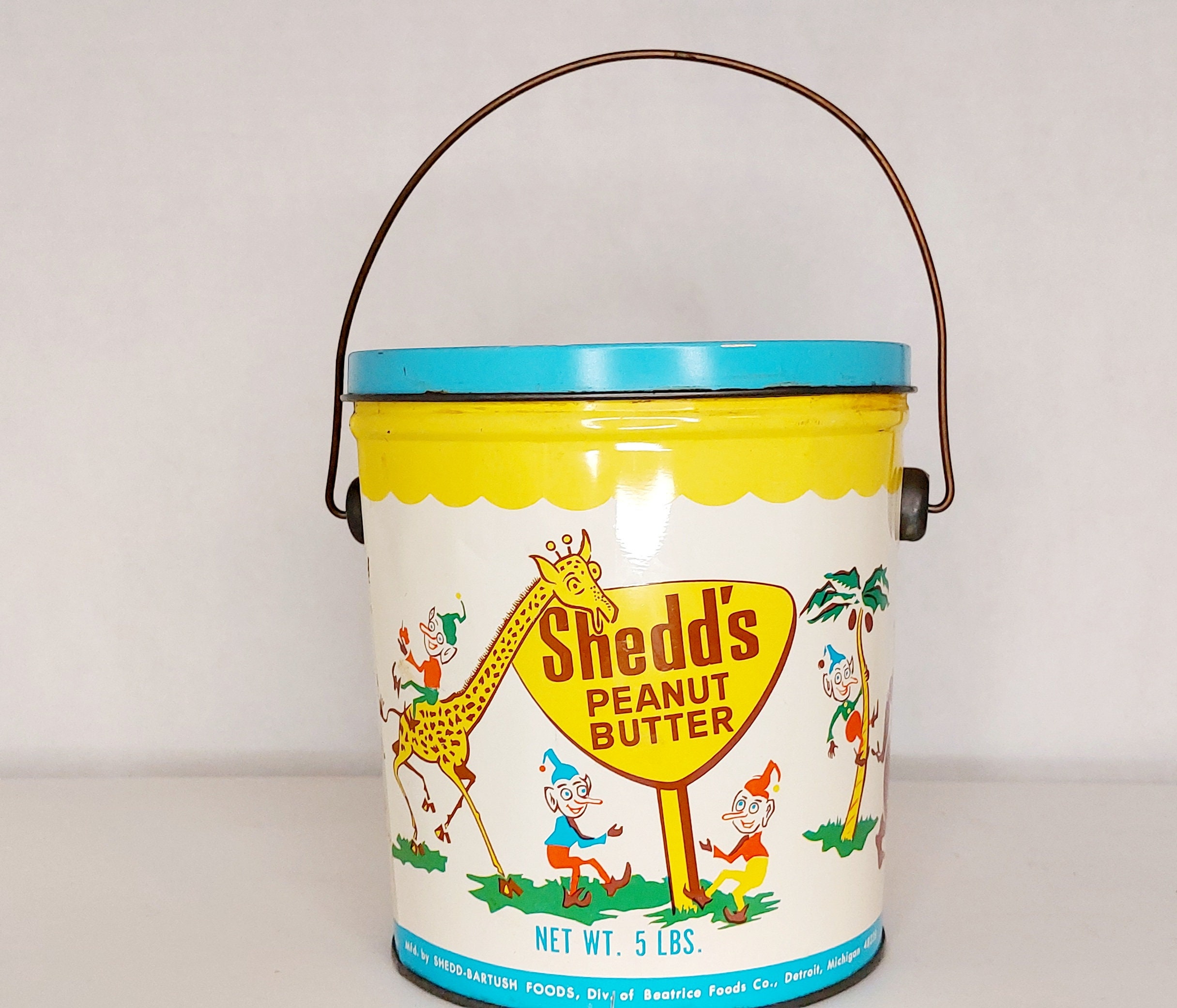 Vintage 1950s Shedd's Peanut Butter 5 Pound Tin Advertising Collectible ...