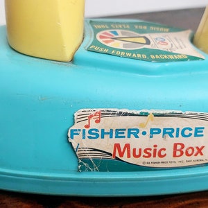 Vintage 1966 Fisher Price Music Box Iron Pull Toy 125, Rolling Hard ...