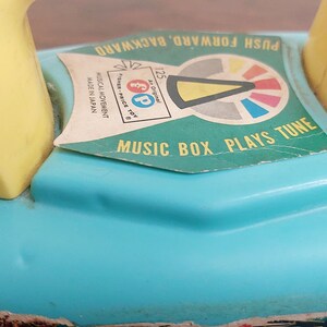 Vintage 1966 Fisher Price Music Box Iron Pull Toy 125, Rolling Hard ...