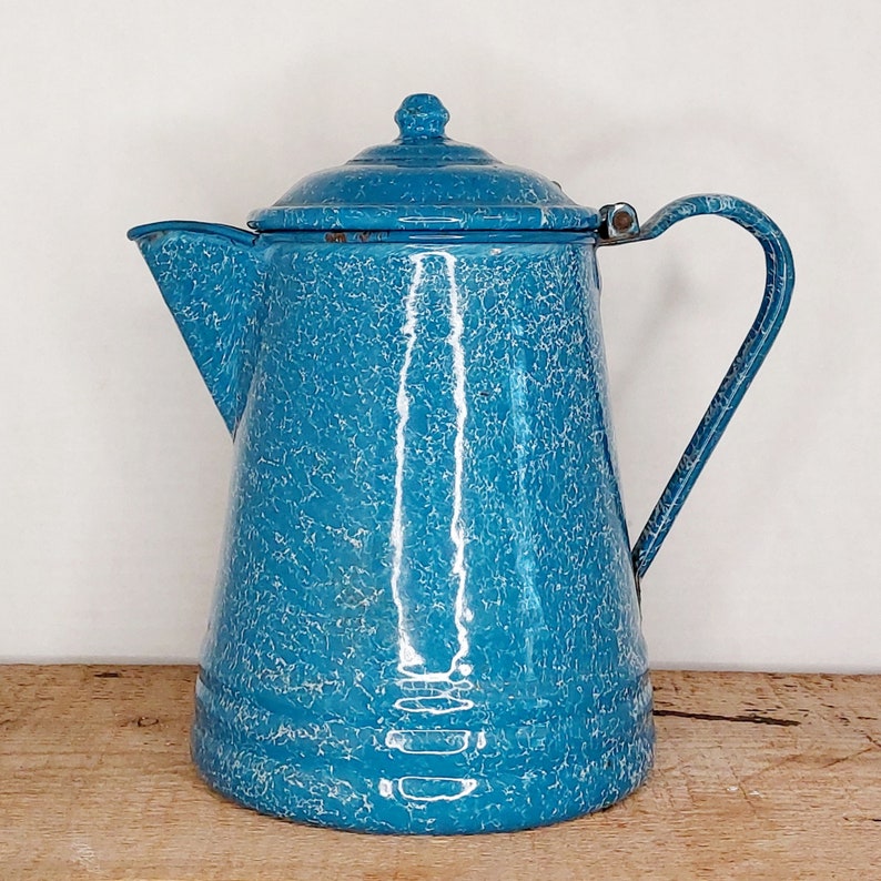 Midcentury Blue Speckled Enamelware Coffee Pot, 1940s - Etsy