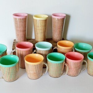 Vintage 1960s Raffiaware Thermo Set of 14, MCM Patio Cups Mugs Bowls - Etsy