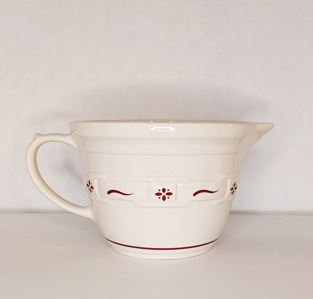 Longaberger Pottery Woven Traditions Handled Batter Bowl, Classic Red 2 ...