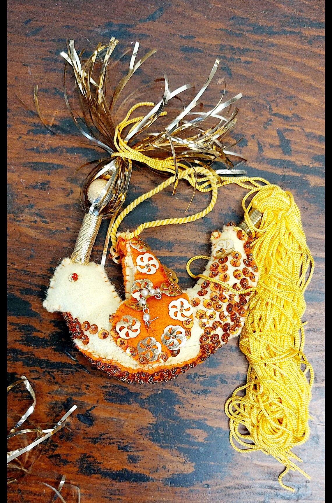 Vintage Bucilla Felt Jeweled Exotic Bird Beaded Sequin Christmas ...