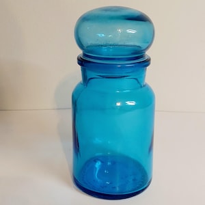Mid Century Mod Blue Bubble Apothecary Jar Belgium - Etsy
