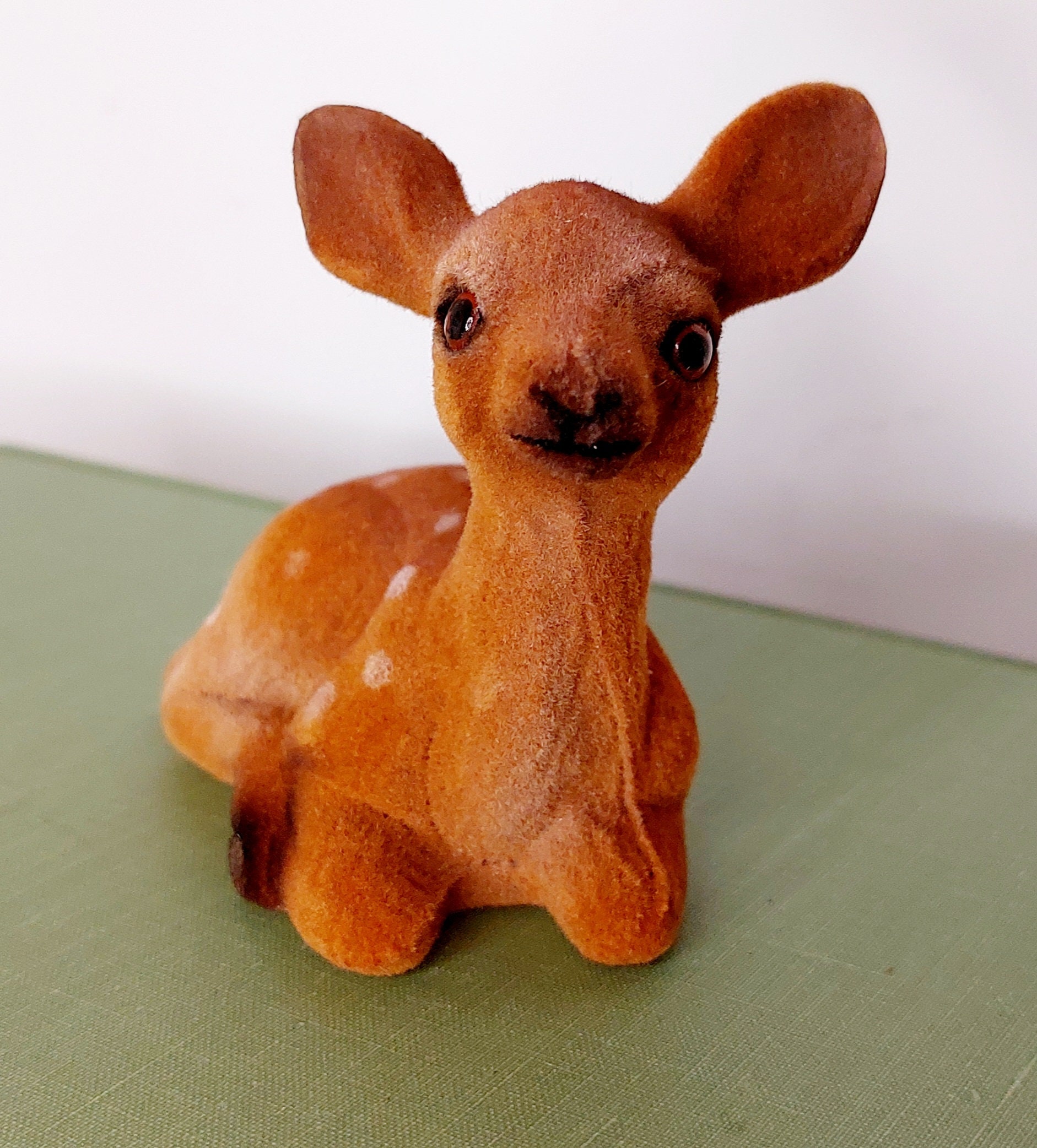 Midcentury Flocked Blow Mold Deer Fawn Glass Eyes Made in Hong Kong - Etsy