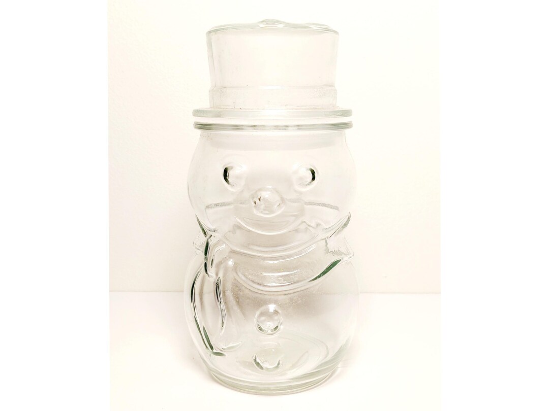 Vintage Snowman Glass Jar Canister Top Hat, Libbey Made in Mexico - Etsy