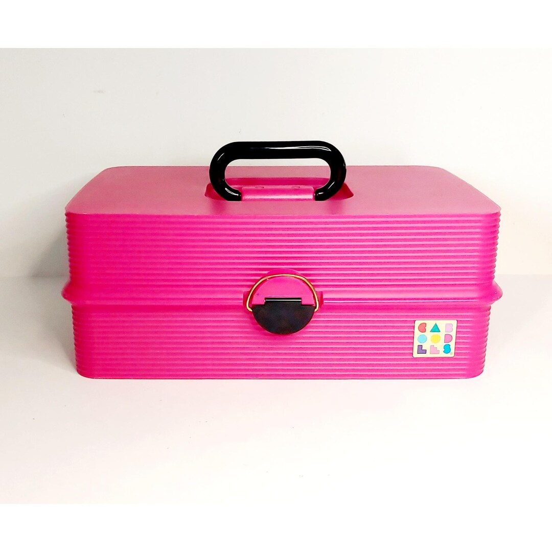 Vintage 1980s Large Caboodles Case 2420 Pink 4 Fold Out Trays Travel ...