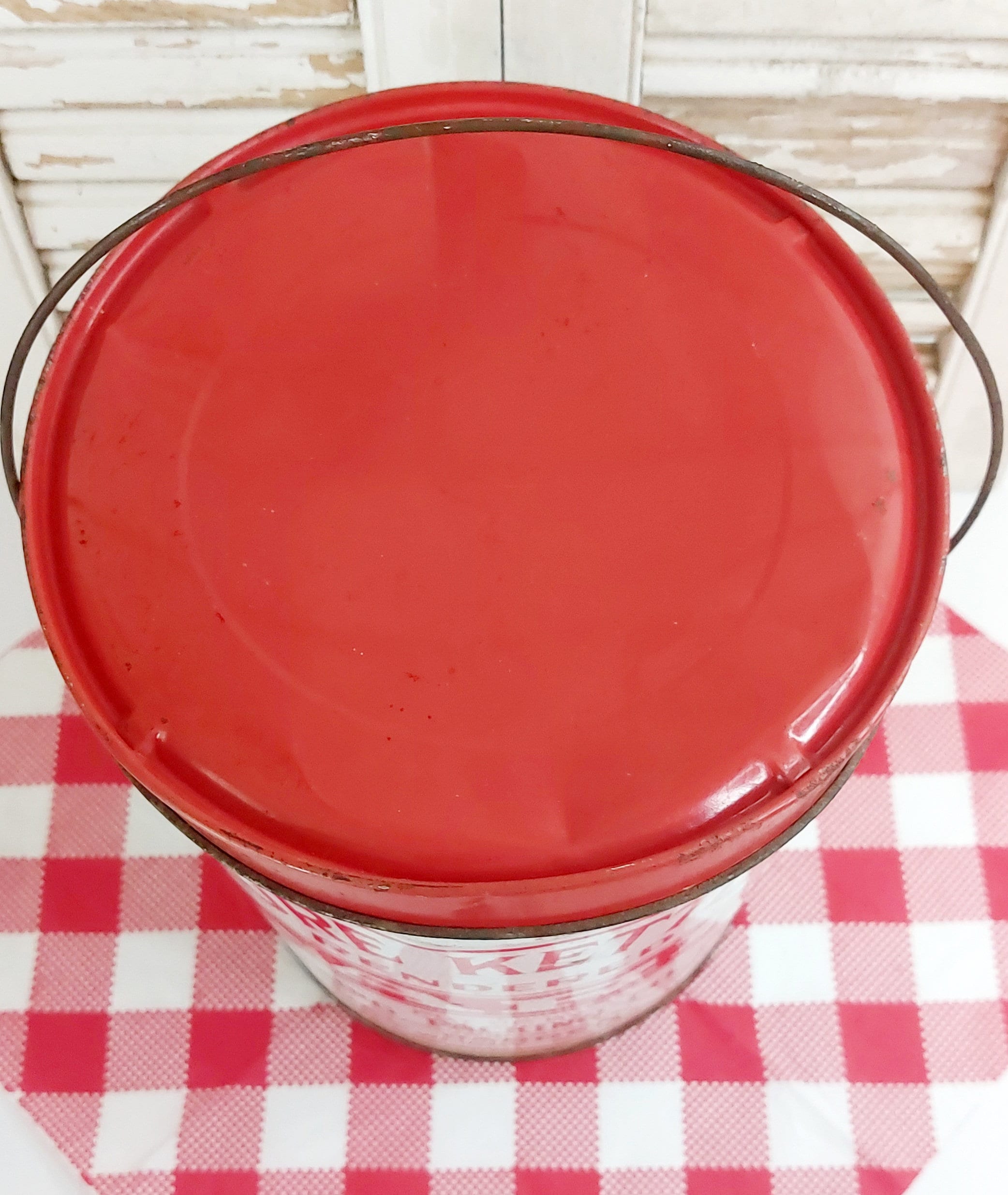 Vintage Red and White Lard Adv Tin Can Wenning Packing Central Barren ...