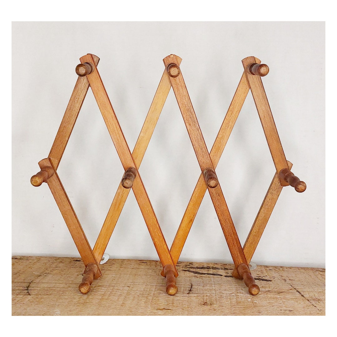 Vintage Expandable Wood Peg Rack 10 Pegs Accordion Hanging Rack, 1970s ...