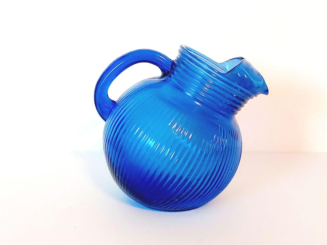 Vintage 1930s Hazel Atlas Cobalt Blue Ball Tilt Pitcher, 32 Oz ...