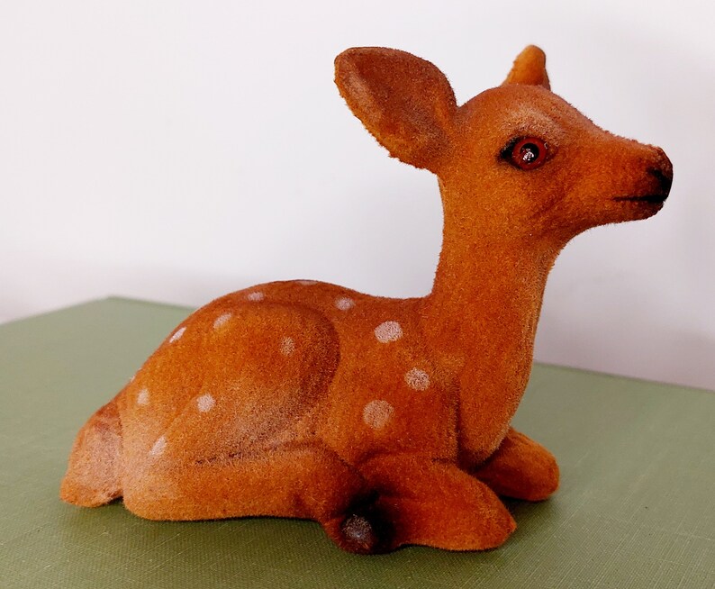 Midcentury Flocked Blow Mold Deer Fawn Glass Eyes Made in Hong Kong - Etsy