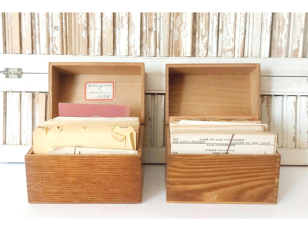 Vintage 1930s Dovetailed Wooden Recipe Box With Cooking Class Recipes ...