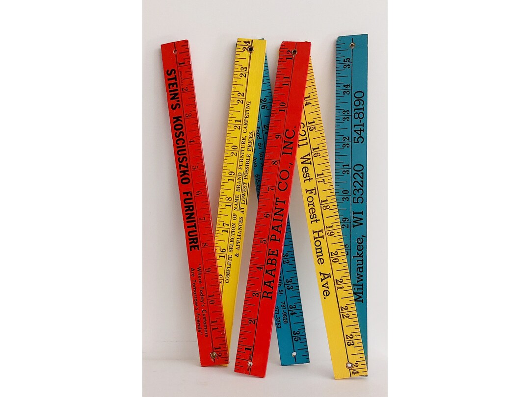 Vintage Folding Ruler Red Yellow Blue, Vintage Advertising Folding ...