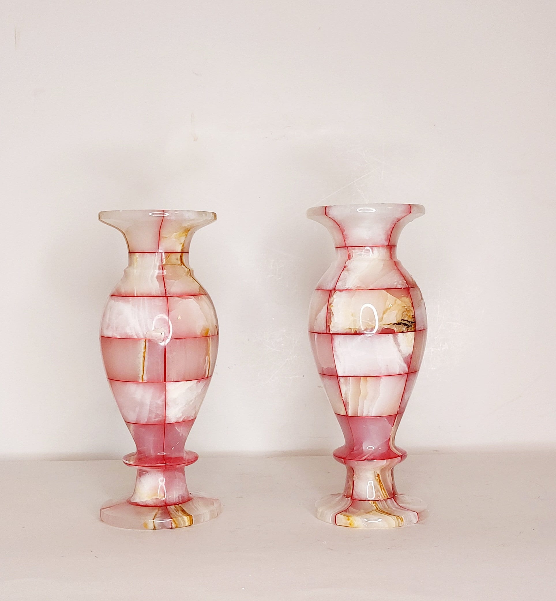 MCM Italian Marble Vases, Pink, White & Brown Artistic Handmade - Etsy
