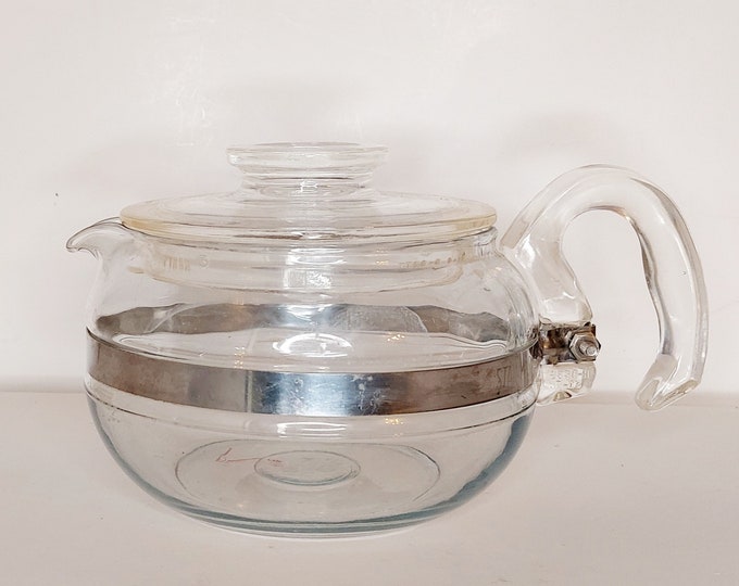 Pyrex Coffee Tea Pot Vintage Flameware 8446-B Blue Glass 8 Cup Stovetop ...