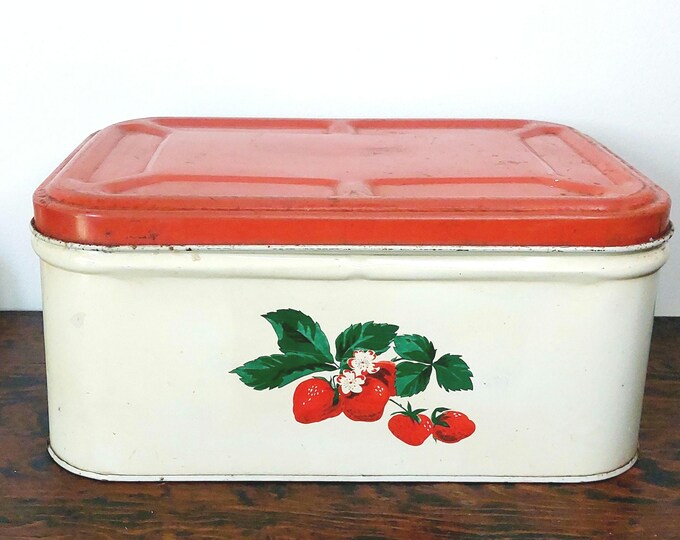Vintage 1950s Parker Metal Tin Strawberry Decorated Bread Box - Etsy