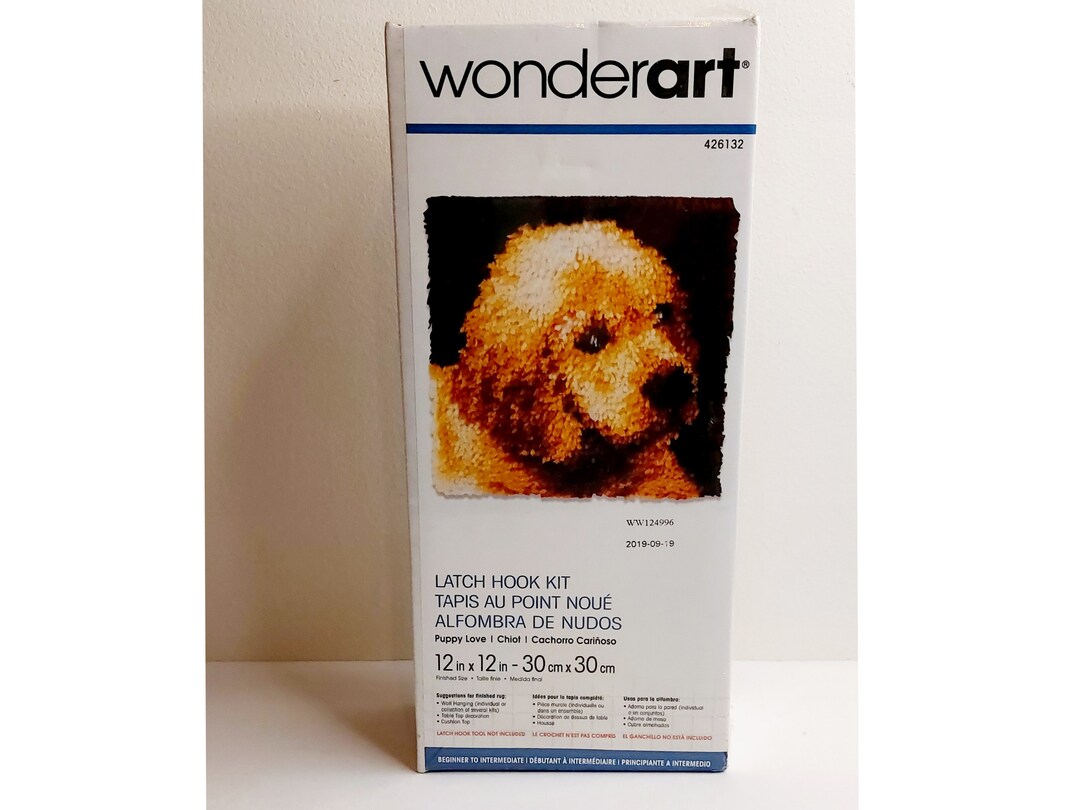 Dog Latch Hook Craft Kit, Wonderart Puppy Love, Golden Retriever, Small ...
