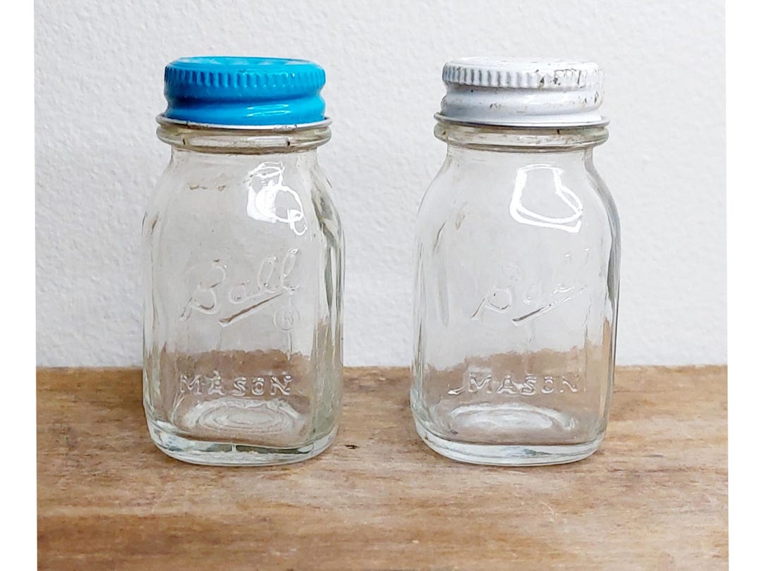 Vintage 1980s Glass Ball Mason Salt and Pepper Jar Shakers With Metal ...
