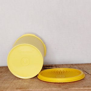 Vintage Yellow Tupperware Servalier Canister - Etsy